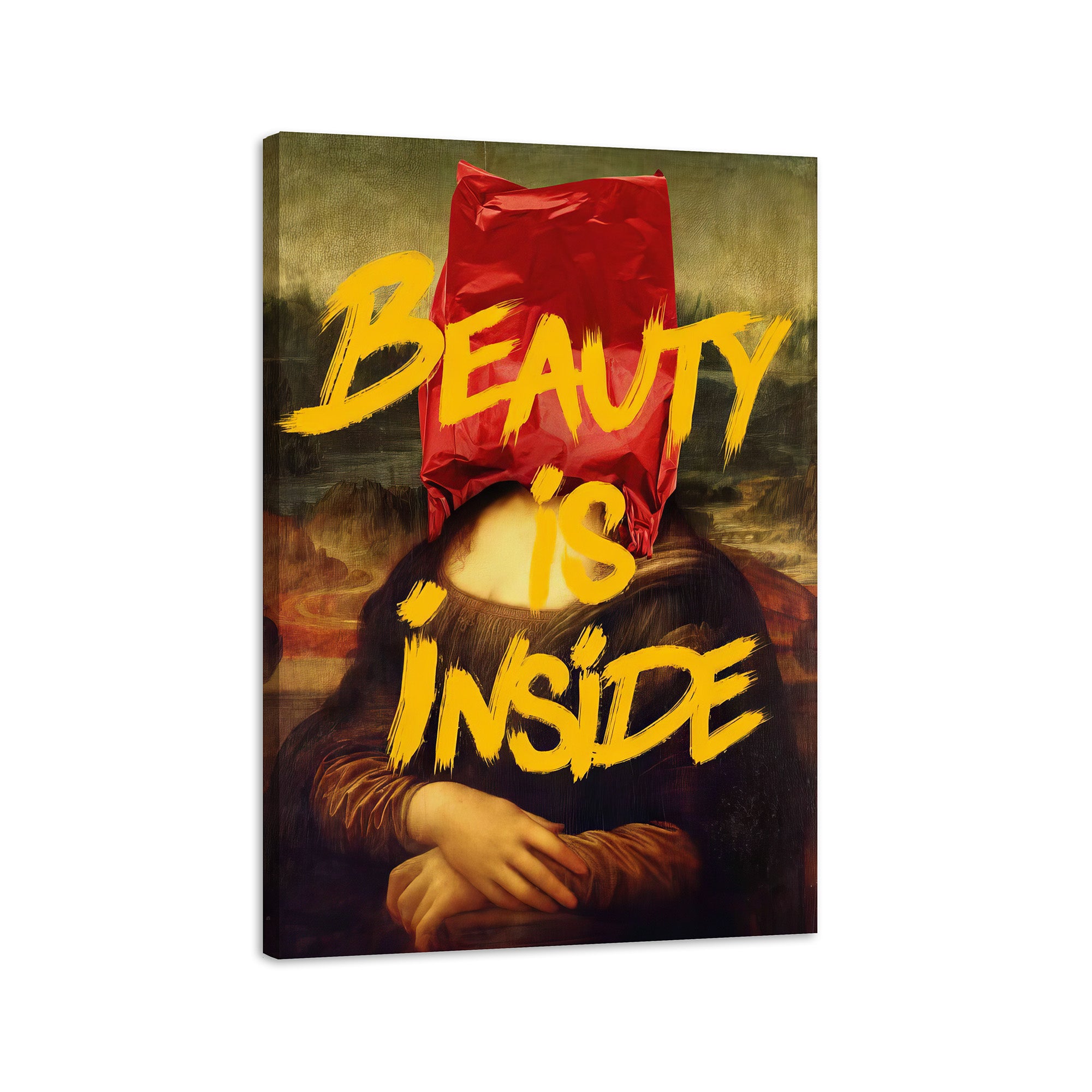 Mona Lisa “Beauty Is Inside” Pop Art Modern Canvas Print | Artbyusuf