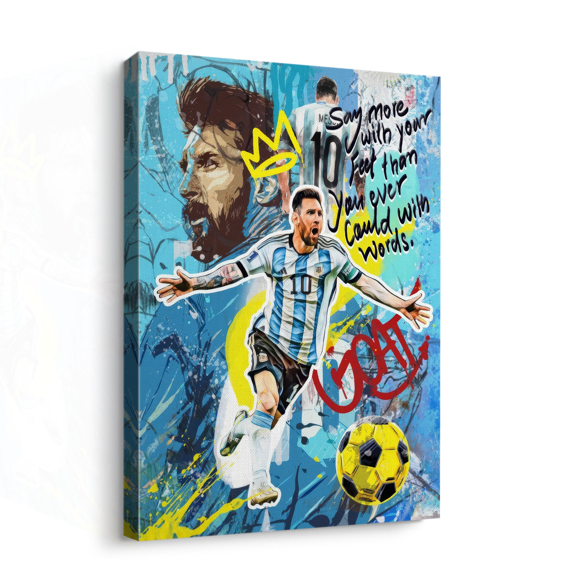 Messi GOAT Graffiti Wall Art Argentina’s Football Legend | Artbyusuf