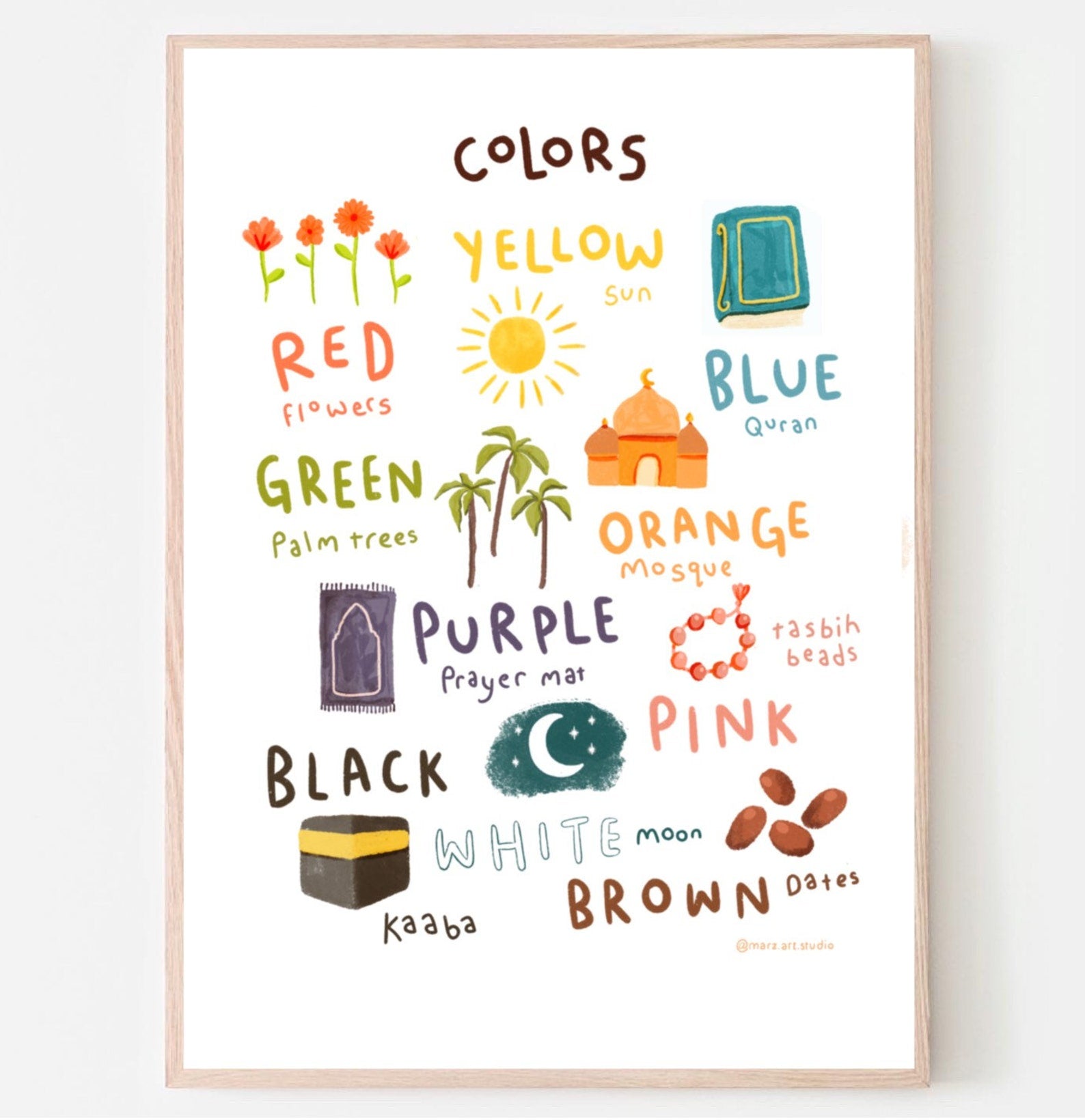 Colours of Islam | Islamic Kids Print | Children's Wall Art | Islamic ...