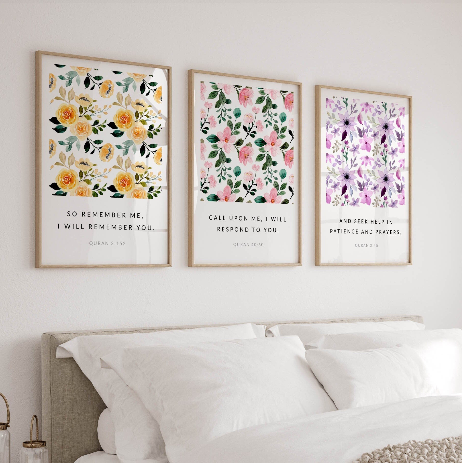 Inspiring Islamic Quotes Wall Art - Floral Islamic Wall Art - Muslim H ...
